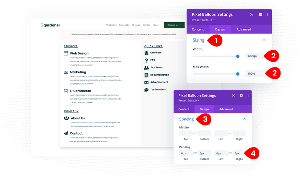 How to create Mega Menu in Divi with Balloon Module | Divi Pixel